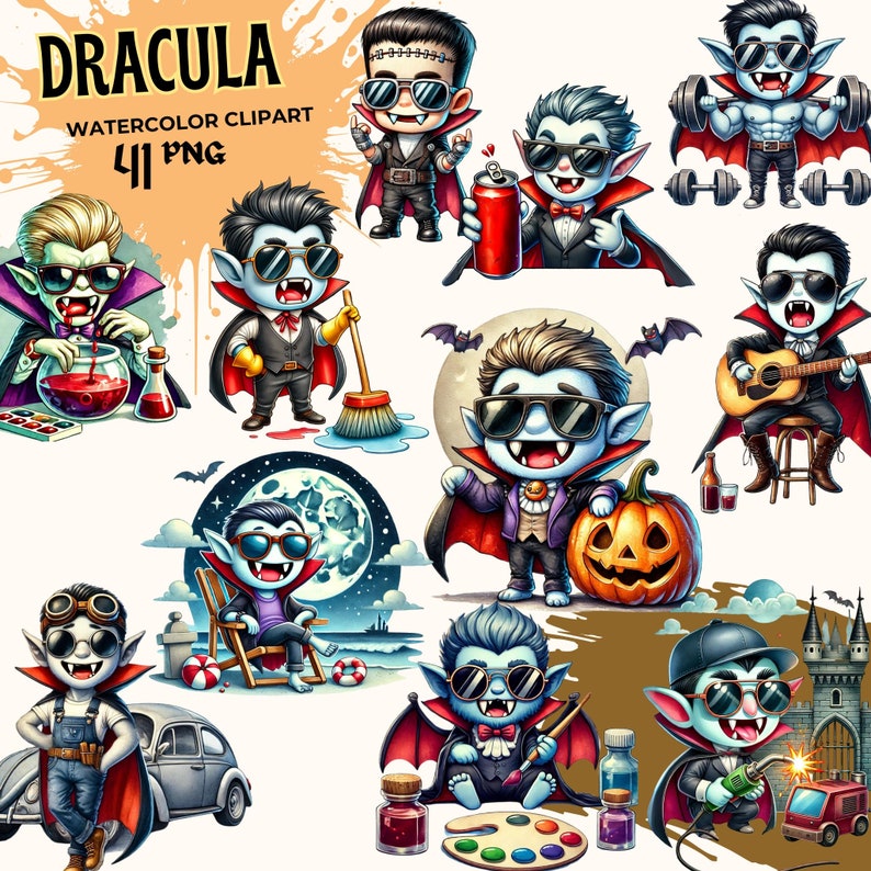 41PNG Dracula Clipart: Spooky Cartoon Halloween Clipart, Dracula PNG ...
