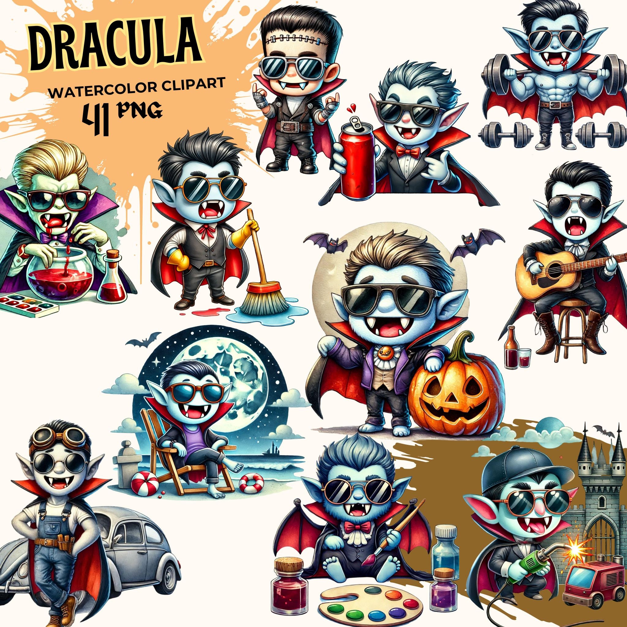 41PNG Dracula Clipart: Spooky Cartoon Halloween Clipart, Dracula PNG ...