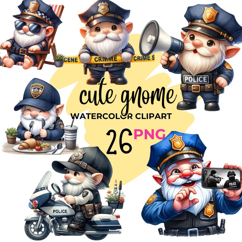 26PNG Set A: Police Gnome Clipart, Police Station Png, Police Gnome Png ...
