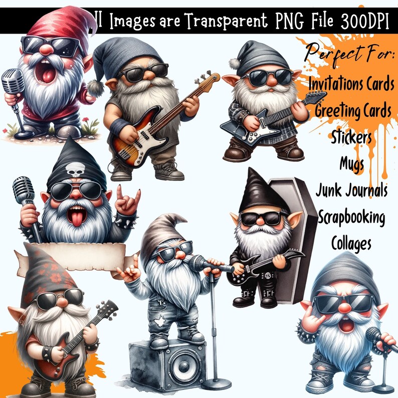 37PNG: Rock Star Gnome Clipart, Rock Band Png, Musician Gnomes ...