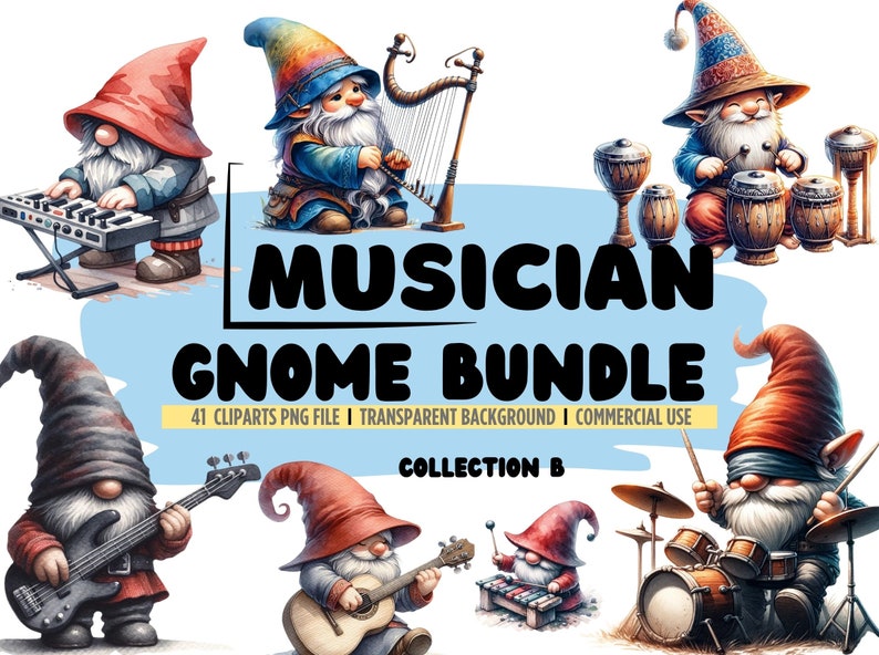 Gnomes With Music Instruments Clipart, 41 High-quality Pngs, Nursery ...