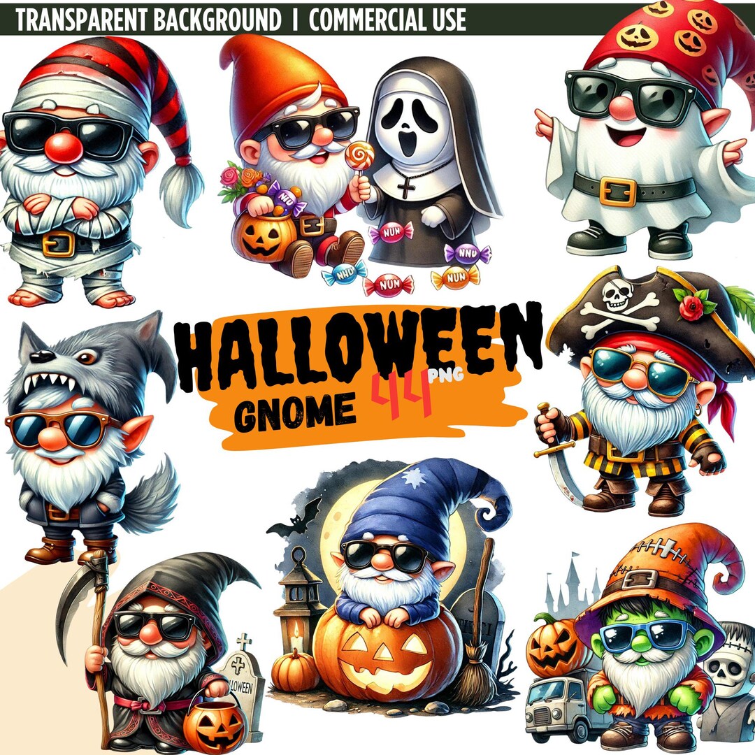 44PNG Halloween Gnome Clipart Watercolor: Spooky Gnome, Spooky Season ...