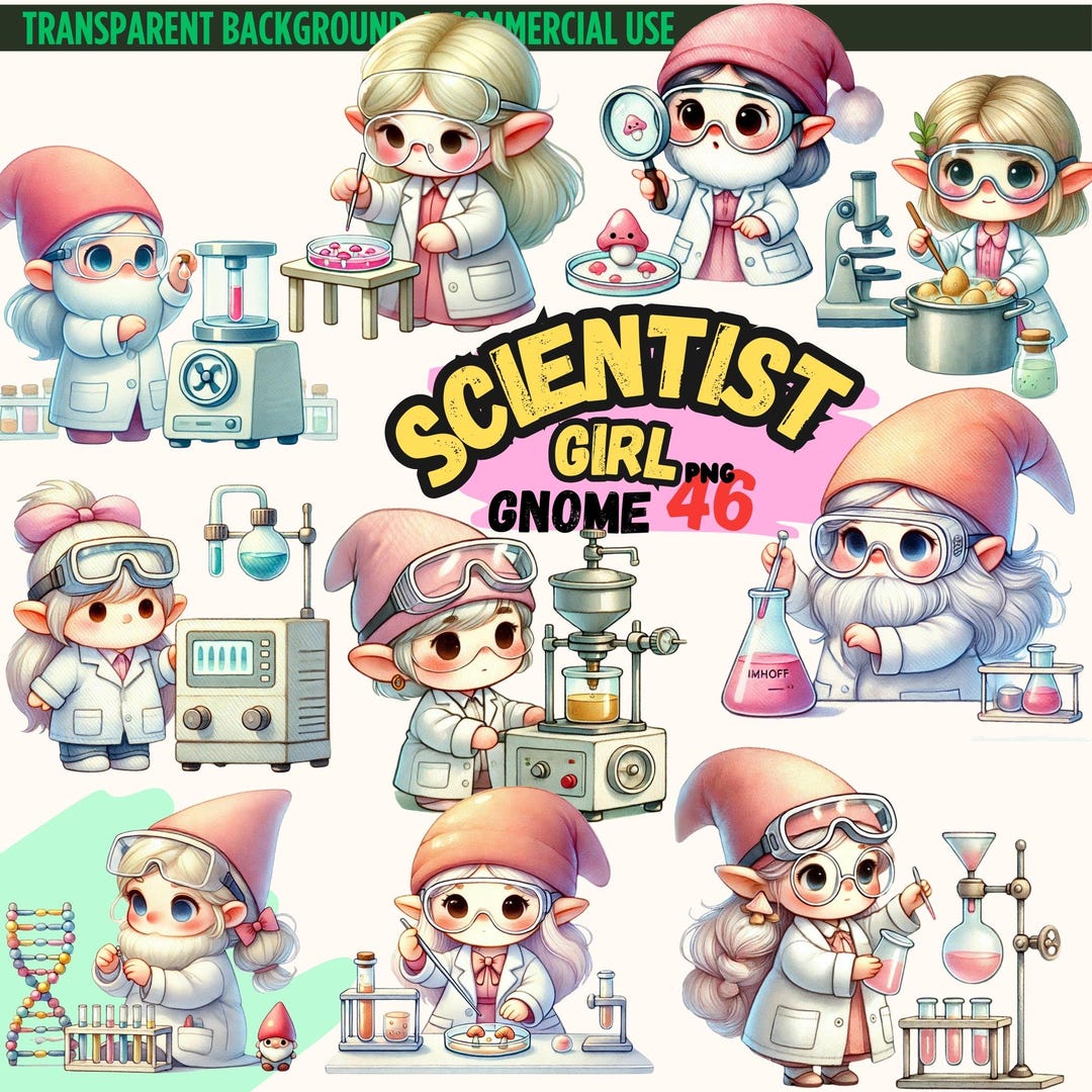 46PNG: Women Science Gnome Clipart, Science Clipart, Laboratory PNG ...