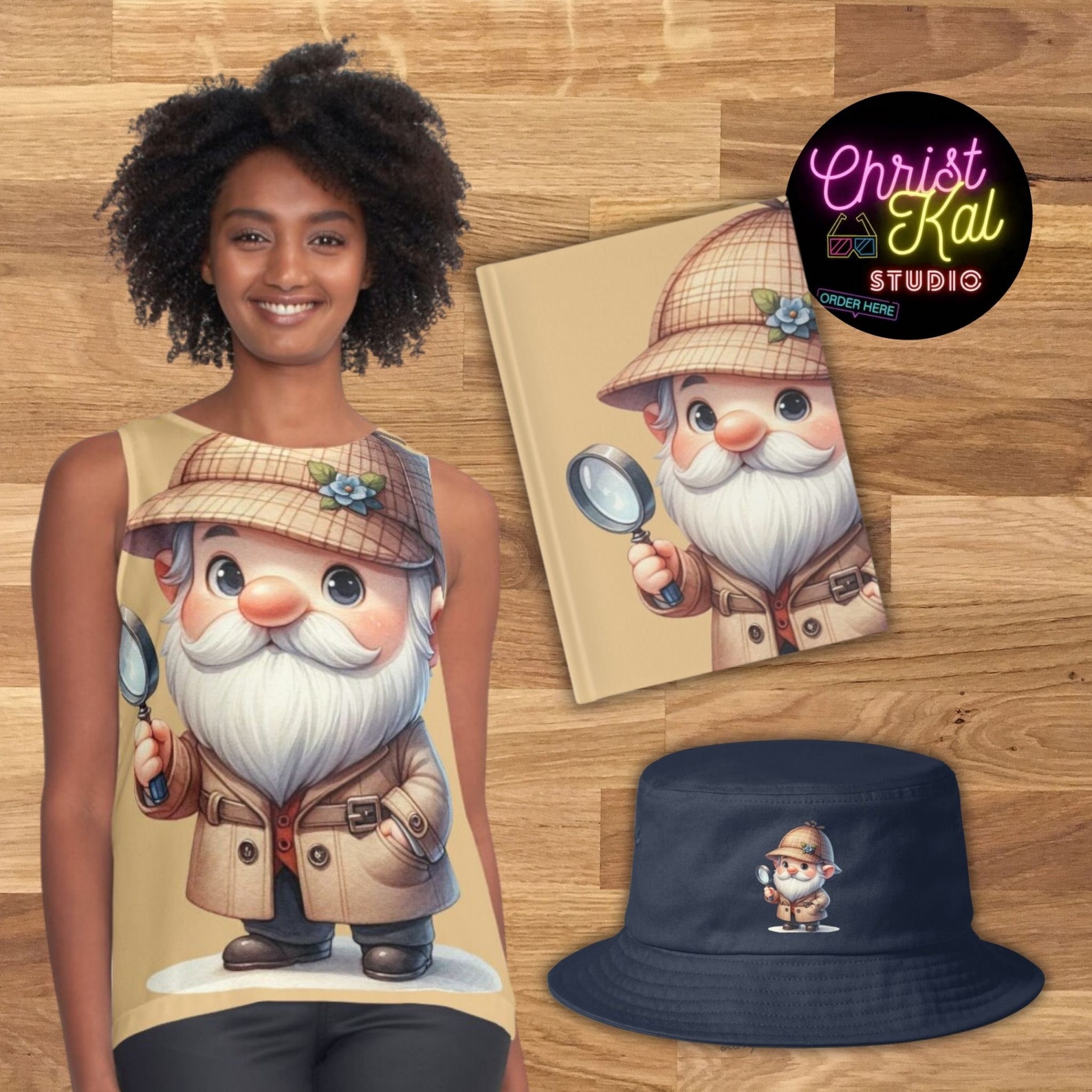 26PNG: Detective Gnome Clipart, Detective Dad, Watercolor Gnome, Police ...