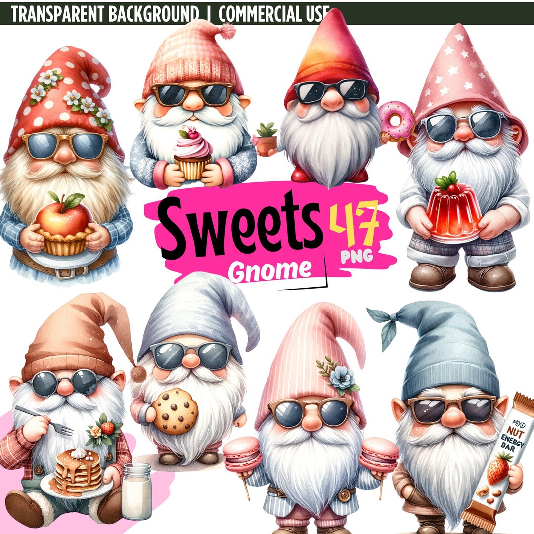 Sweets Gnome Clipart: 47 PNG Foodie Gnomes (digital Download) - Etsy