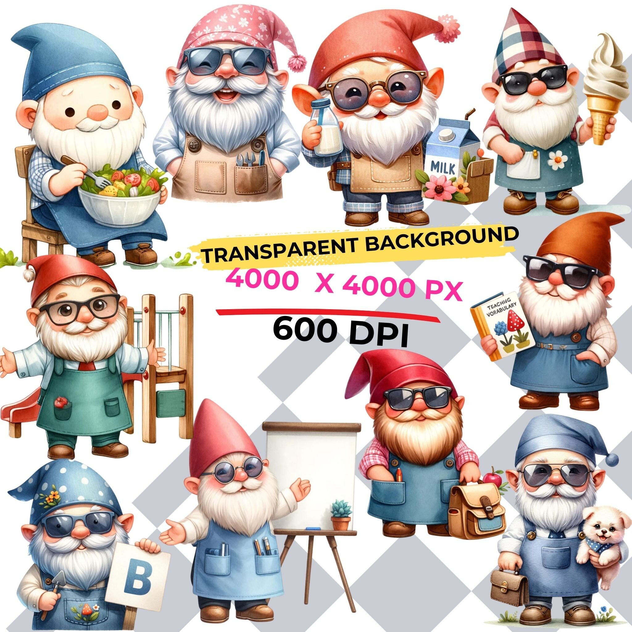 42PNG Watercolor Nursery Gnome Clipart, SET A, Nursery Teacher PNG ...