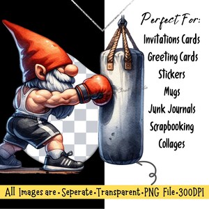 28 PNG Set A : Bodybuilder Gnome PNG, Workout Gnome, Fitness Gnomes ...