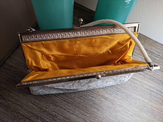 Vintage White/Ivory Small Beaded Purse Star Pattern - Gem