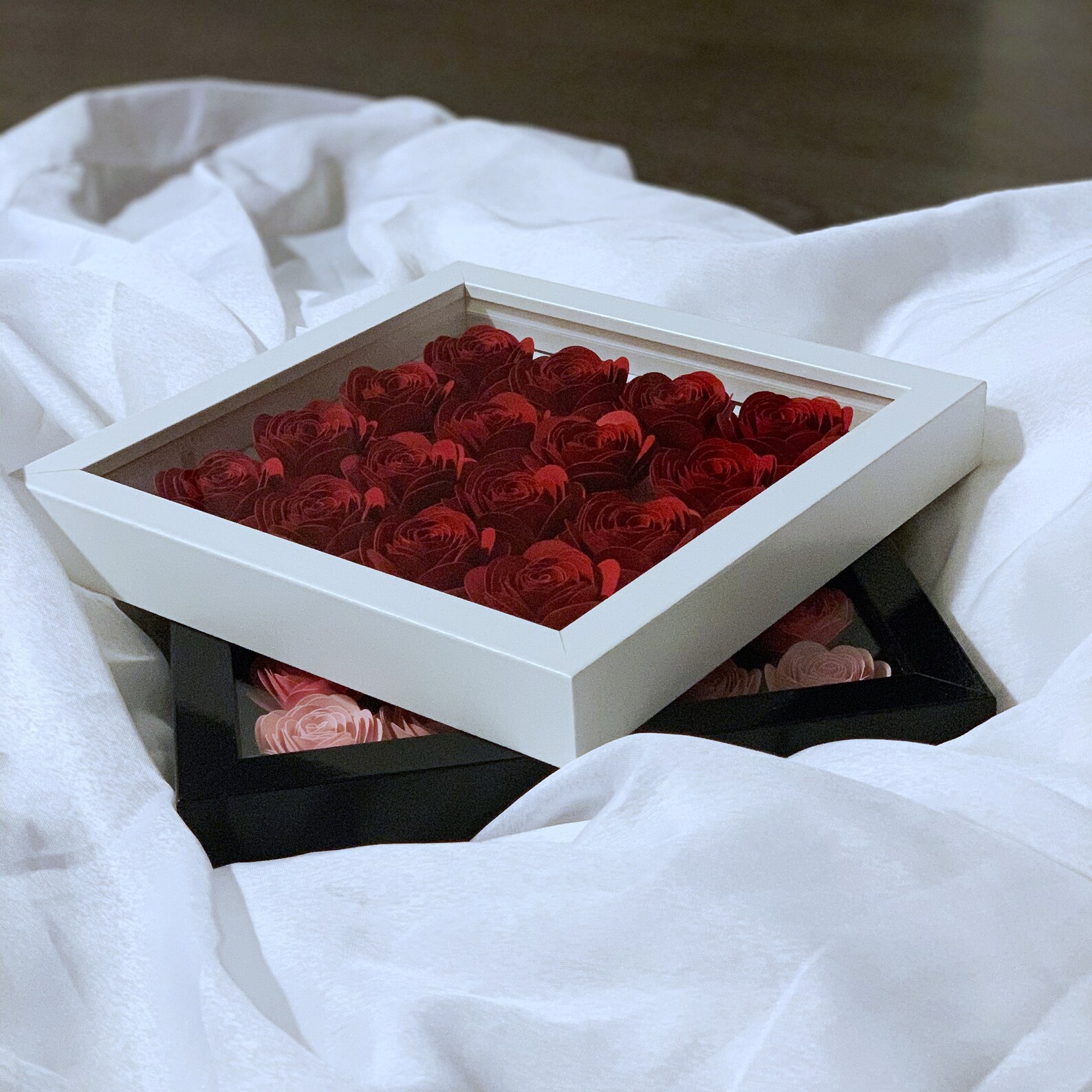 Custom Text Personalized Paper Rose Shadow Box Flower Frame - Etsy