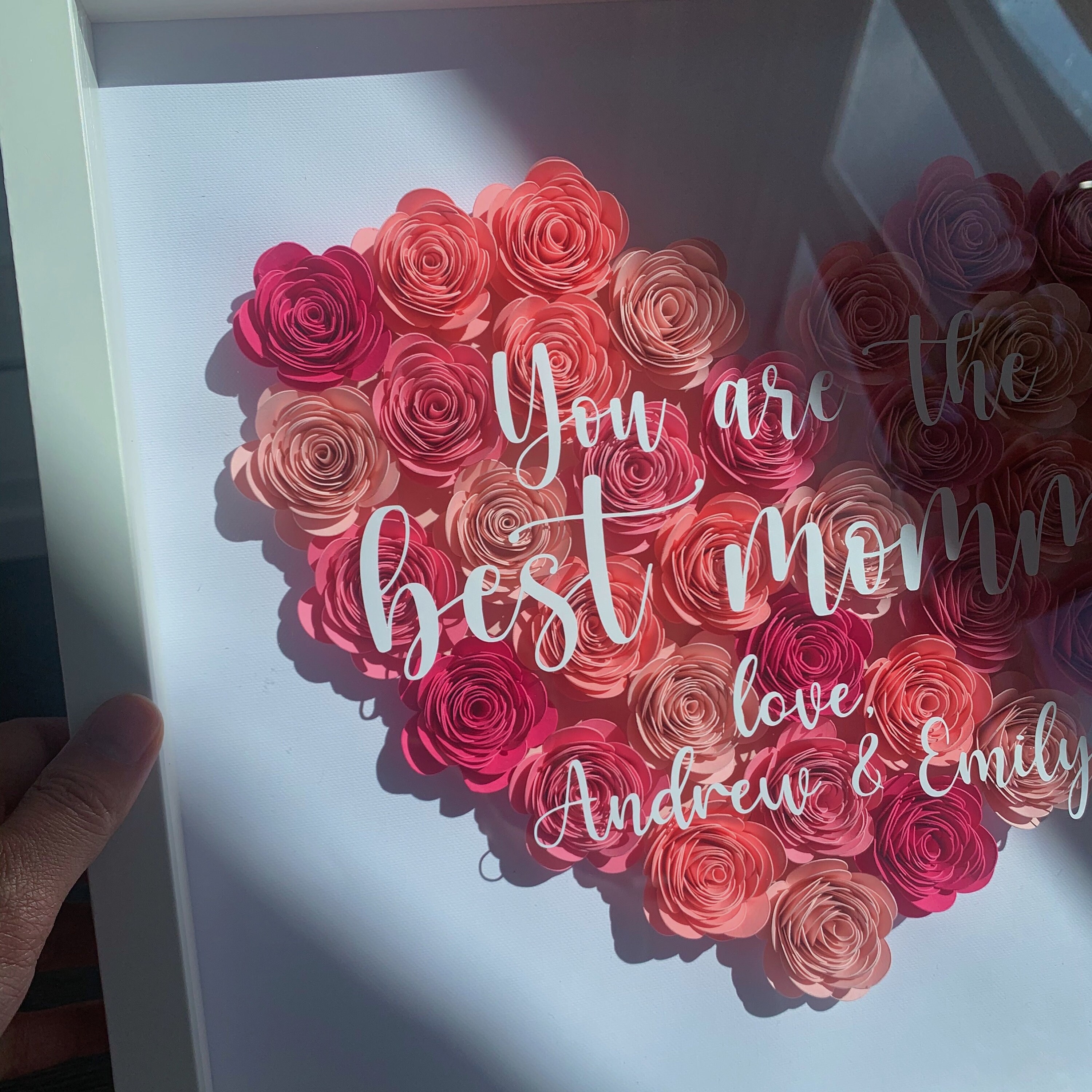 Heart Love Personalized Custom Paper Rose Shadow Box Flower Frame ...