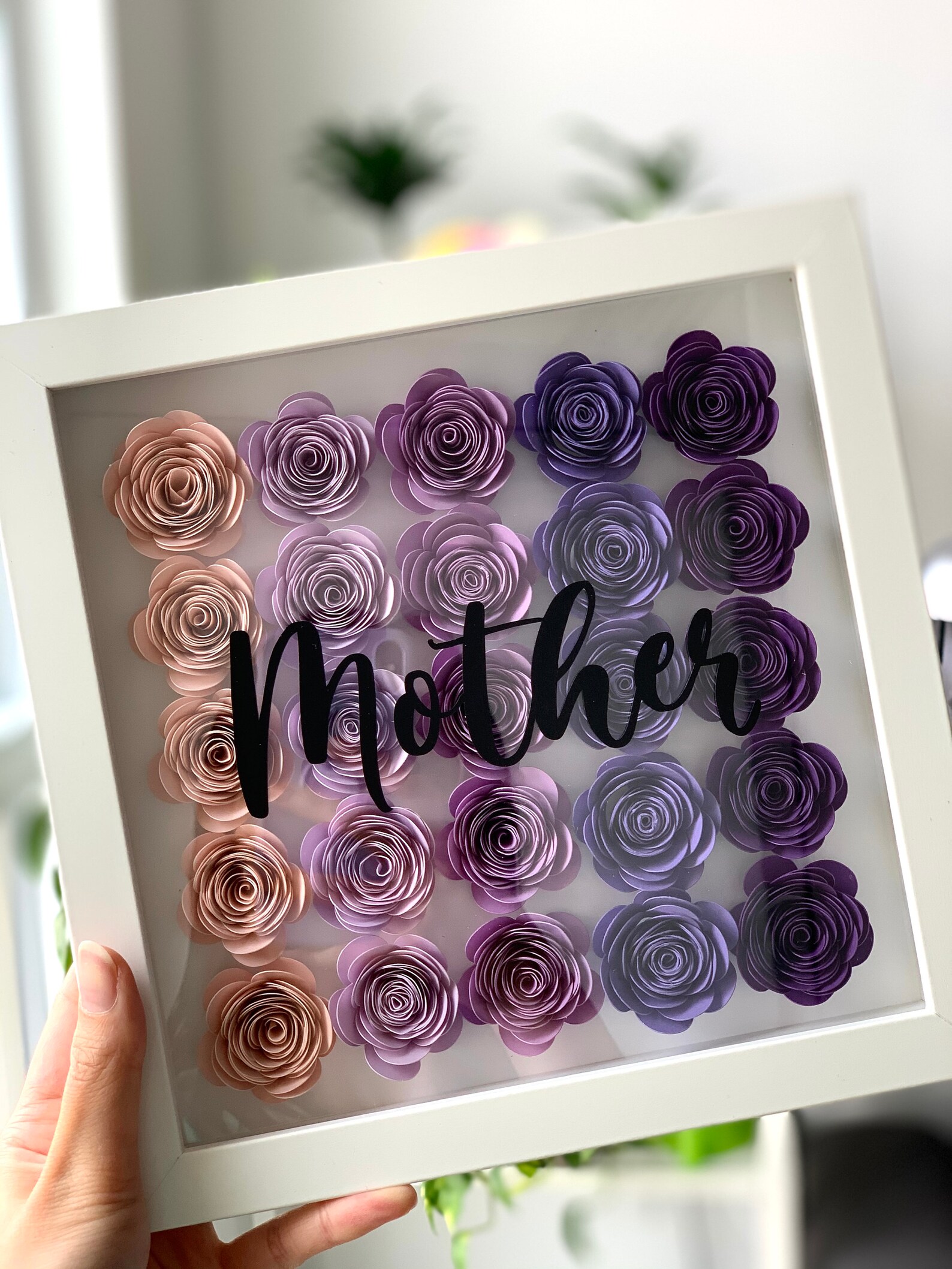 Custom Text Personalized Paper Rose Shadow Box Flower Frame - Etsy