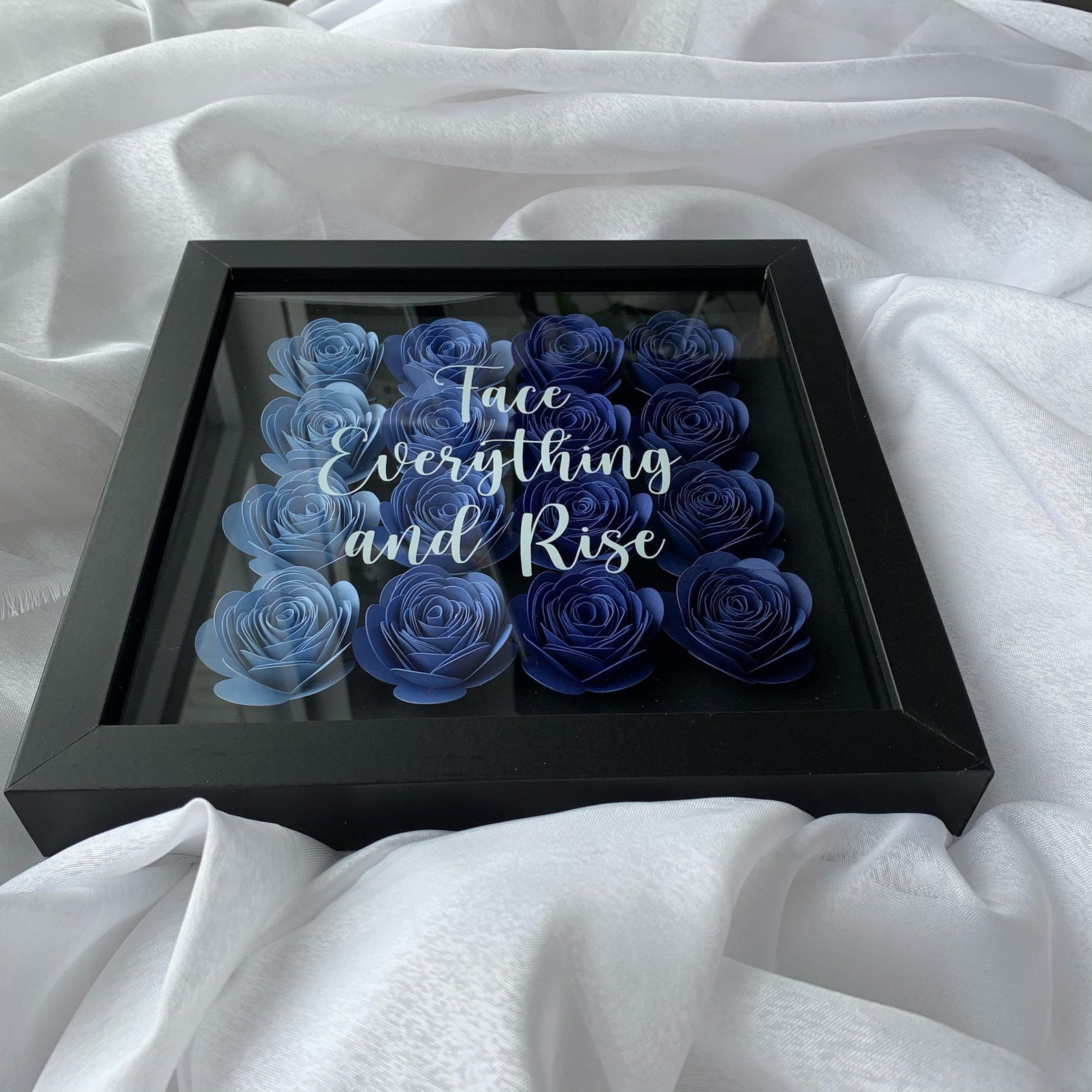 Custom Text Personalized Paper Rose Shadow Box Flower Frame - Etsy