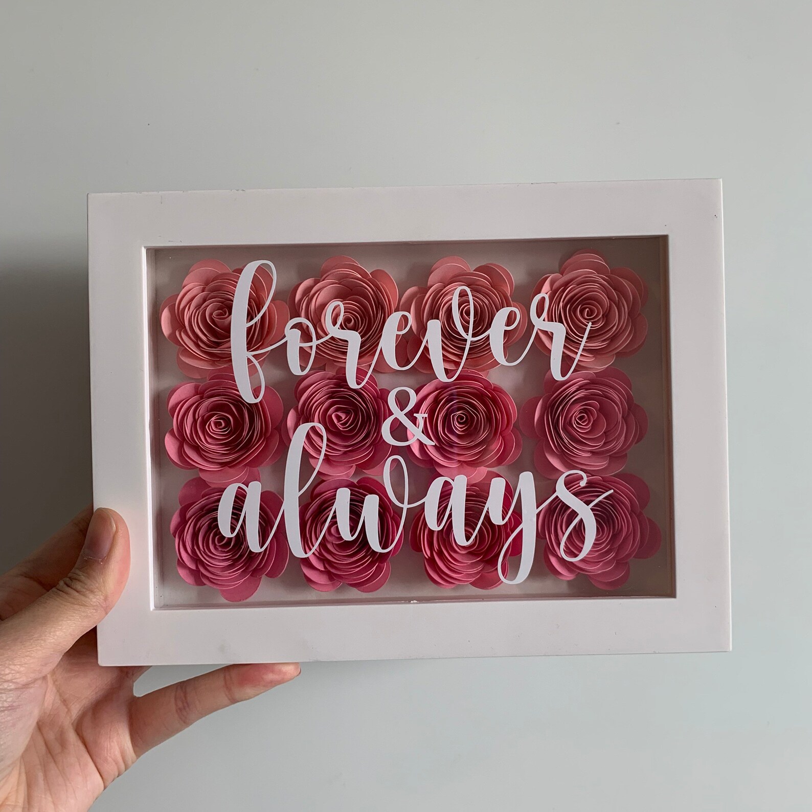 Custom Text Personalized Paper Rose Shadow Box Flower Frame - Etsy