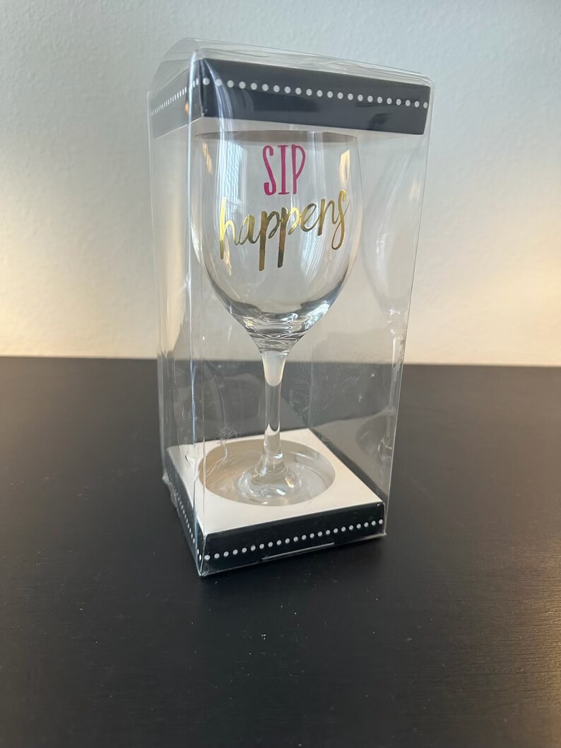 Sip Happens. Graphic Wine Glass - Etsy