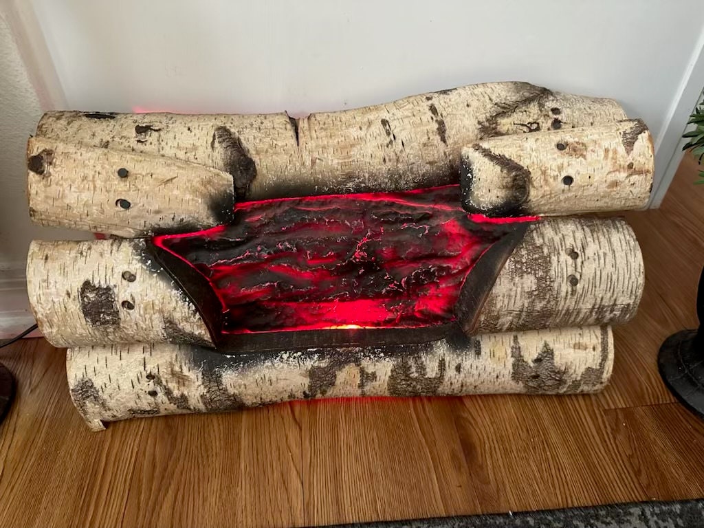 Vintage Rustic White Birch Electric Logs - Etsy
