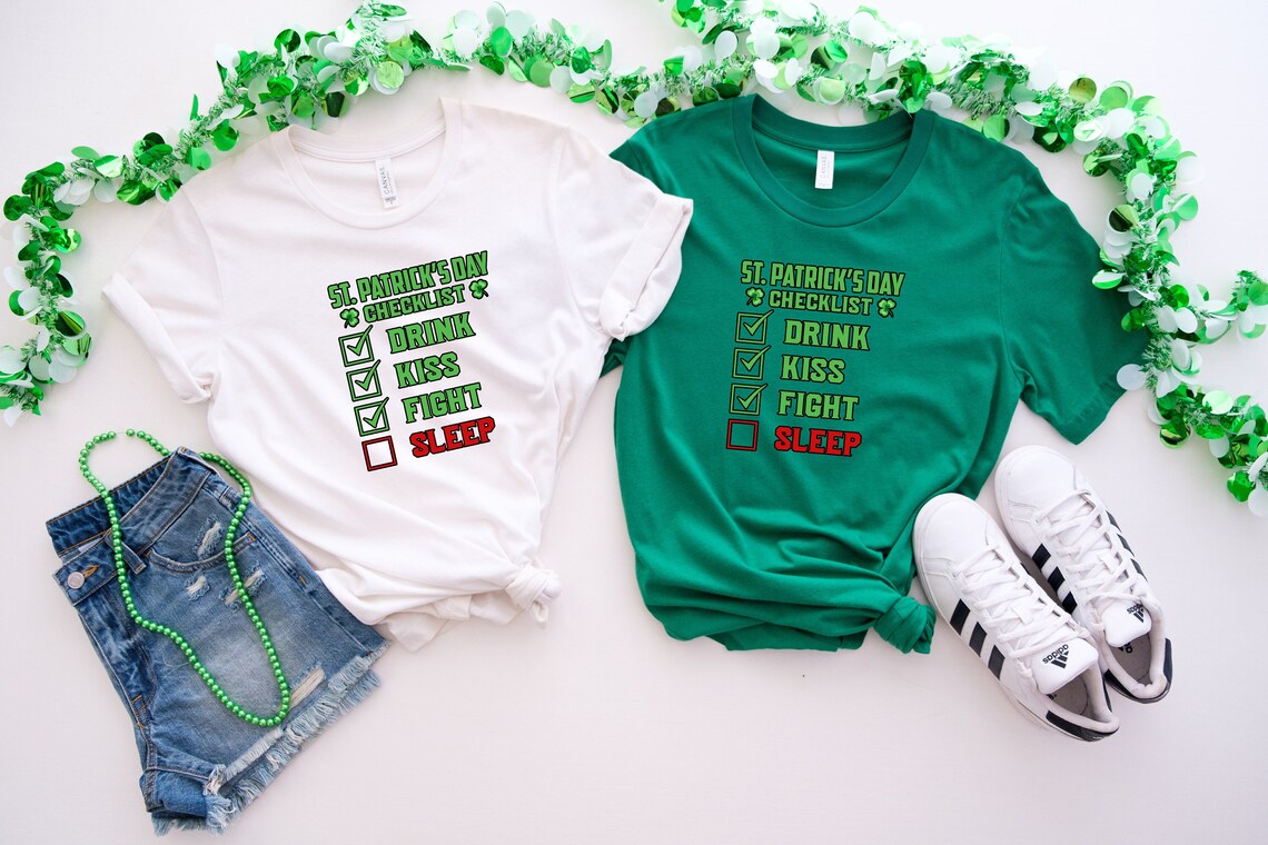 St Patrick's Day Checklist Shirt St Patricks Day - Etsy