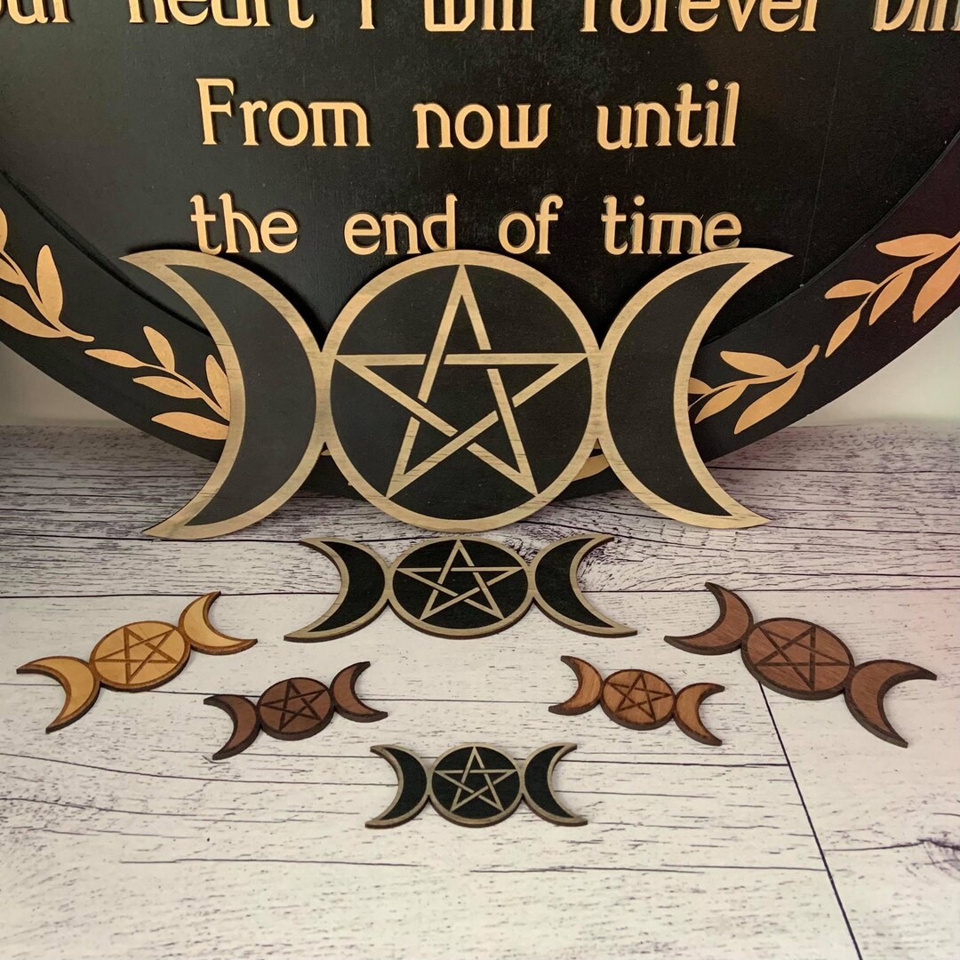 Triple Moon Altar Tile Triple Goddess Altar Tile Pentagram Pentacle ...