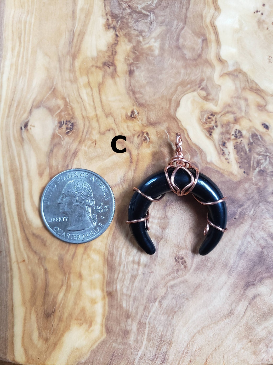 Wrapped Crescent-cut Black Obsidian Pendant - Etsy UK