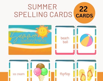 Printable Spelling Cards, Site Words Flash Cards, Summer Activity for ...