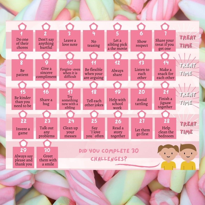 30 Day Sibling Challenge, Printable Challenge, Sibling Challenge, 30 ...