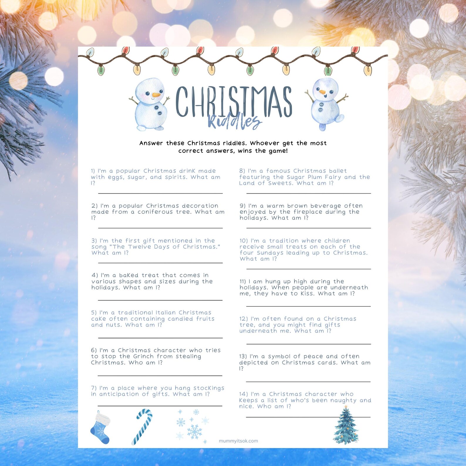Christmas Riddles Game, Christmas Party Games, Festive Season ...