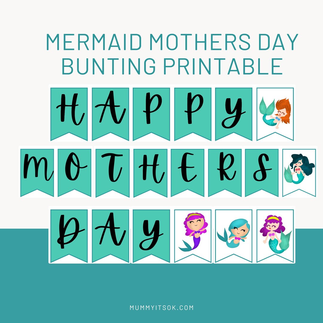 Mothers Day Mermaid Bunting Printable, Mermaid Printable DIY Bunting ...