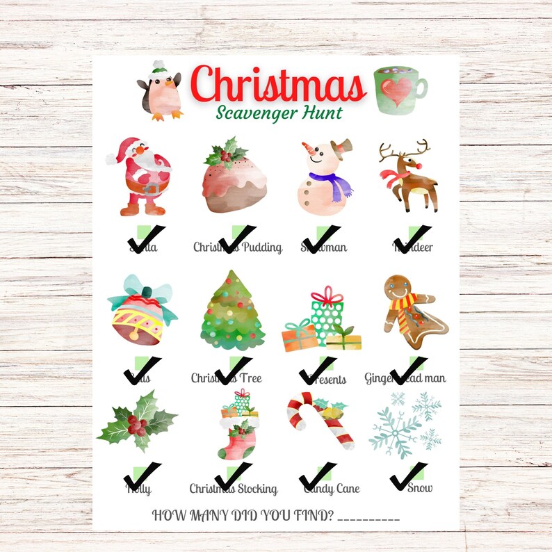 Christmas Scavenger Hunt Printable for Kids, Xmas Scavenger Hunt ...