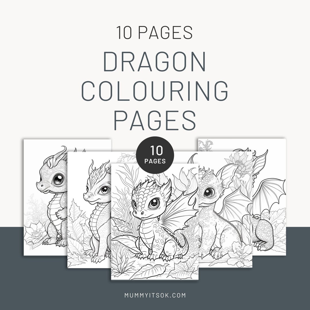 Baby Dragon Colouring Book, Baby Dragon Printable, Baby Dragon PDF ...