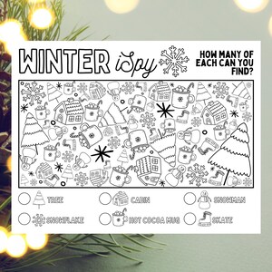 Winter Activity Printable Placemat, Printable Colouring Sheet, Kids ...
