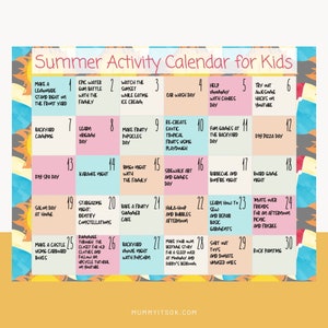 Summer Activity Printable, Summer Activity Calendar Printable, Summer ...