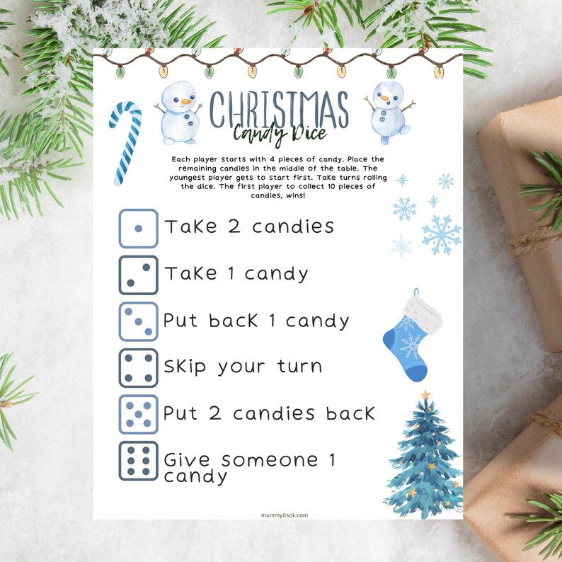 Christmas Candy Dice Game, Printable Holiday Party (PDF) - Etsy
