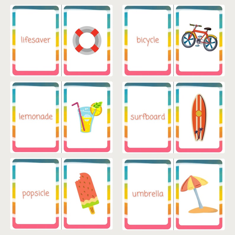 Printable Summer Spelling Flash Cards, Kids Learning Activity (PDF) - Etsy