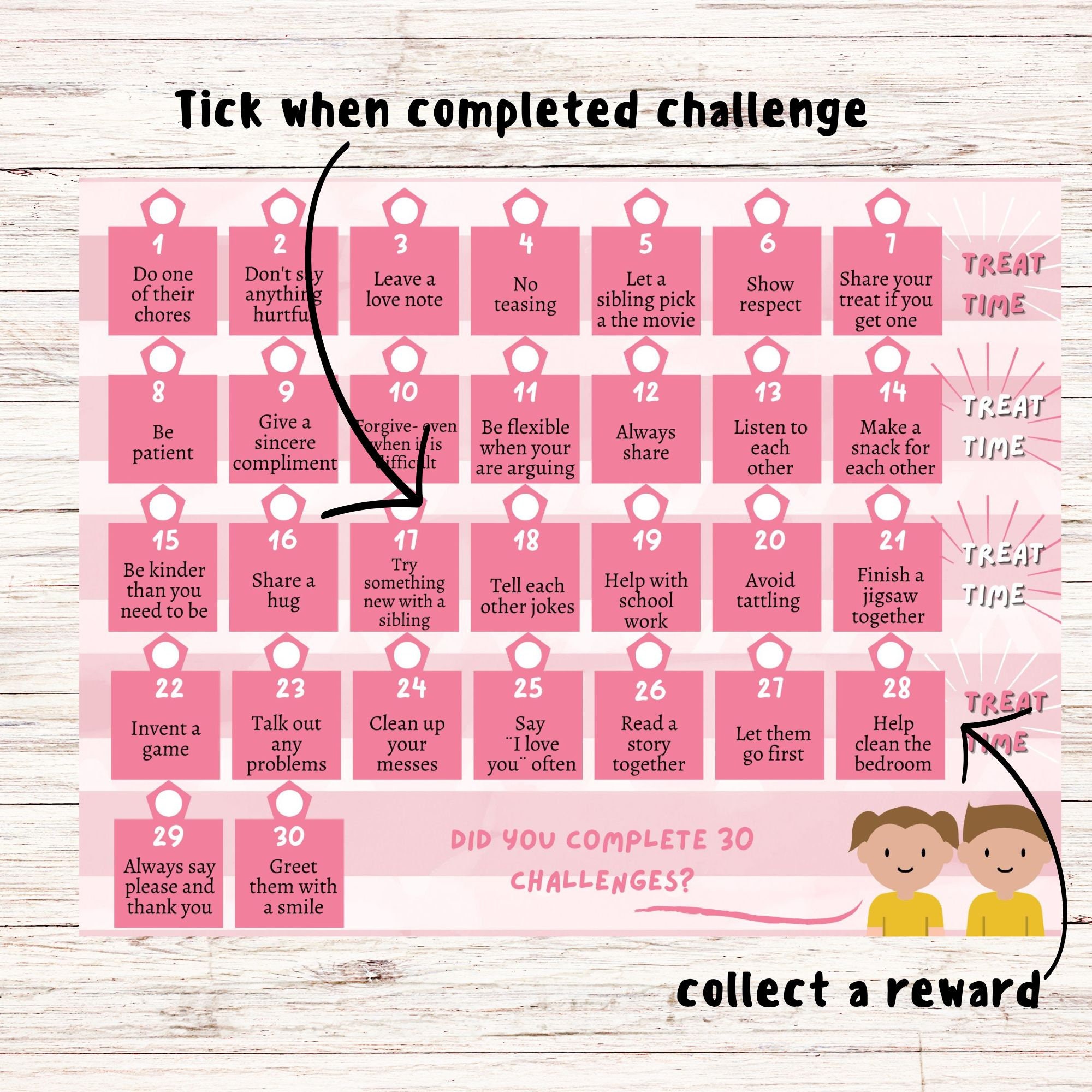 30 Day Sibling Challenge, Printable Challenge, Sibling Challenge, 30 ...