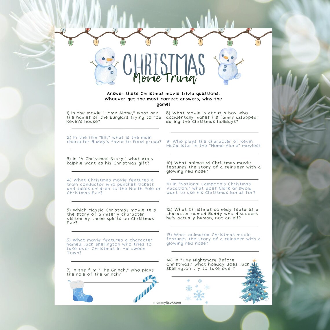Christmas Movie Trivia Game, Christmas Party Games, Festive Season ...