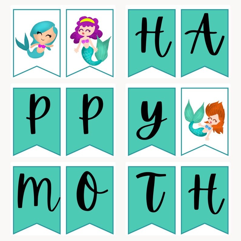 Mothers Day Mermaid Bunting Printable, Mermaid Printable DIY Bunting ...