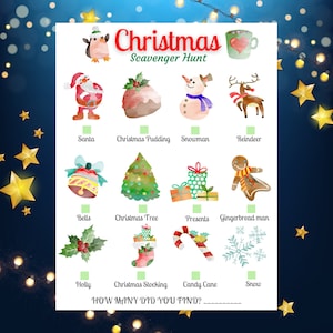 Christmas Scavenger Hunt Printable for Kids, Xmas Scavenger Hunt ...