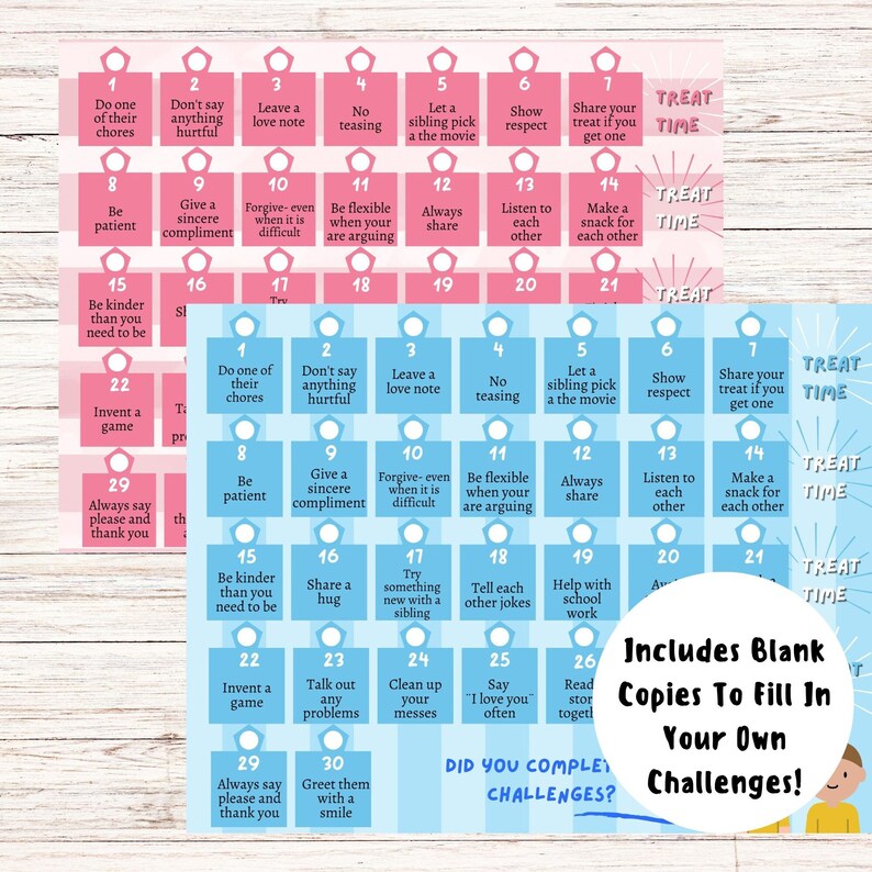 30 Day Sibling Challenge, Printable Challenge, Sibling Challenge, 30 ...