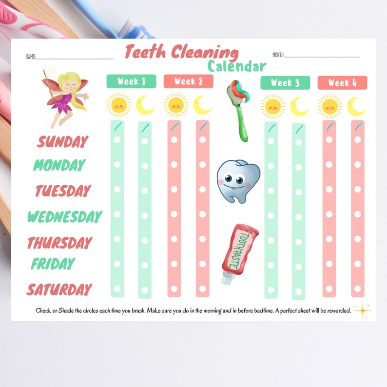 Brush Teeth Chart, Brush My Teeth Printable, Brush Your Teeth Printable ...