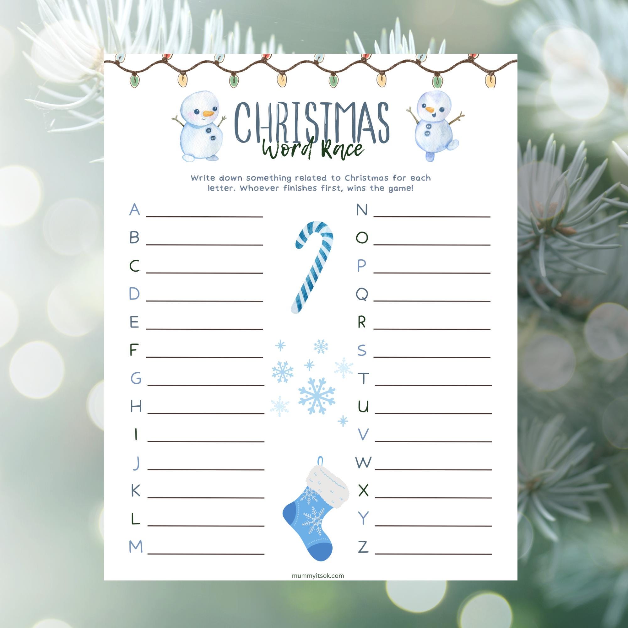 Christmas Word Race Game, Holiday Printable (PDF) - Etsy