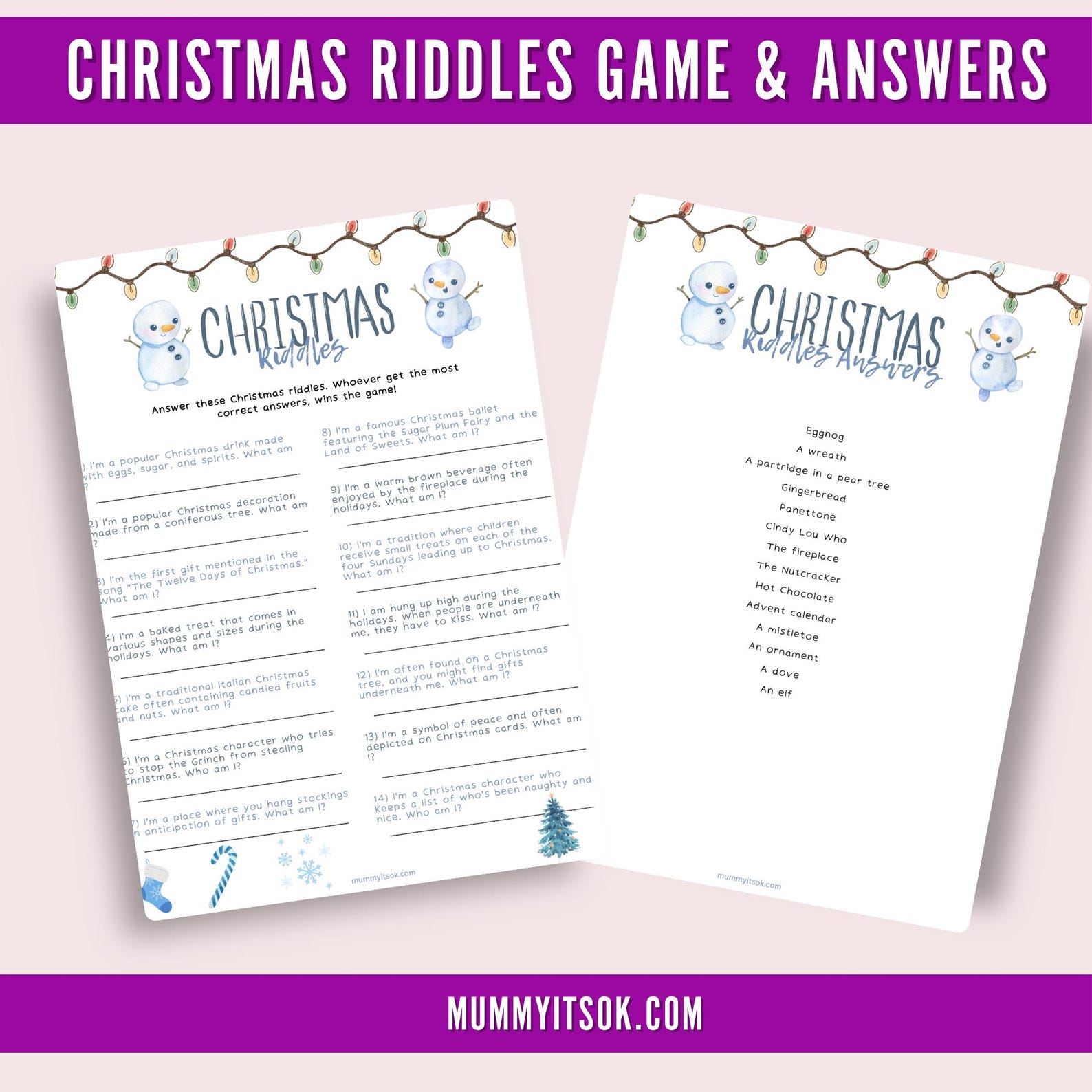 Christmas Riddles Game, Christmas Party Games, Festive Season ...