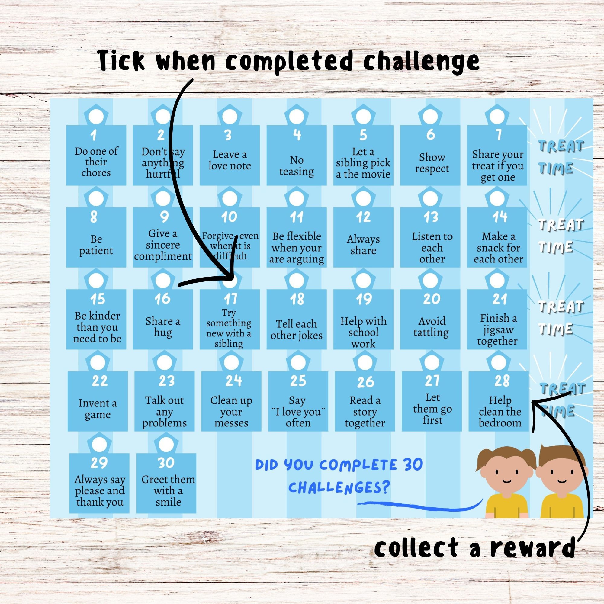 30 Day Sibling Challenge, Printable Challenge, Sibling Challenge, 30 ...