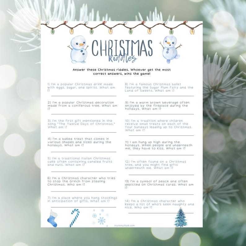 Christmas Riddles Game, Christmas Party Games, Festive Season ...
