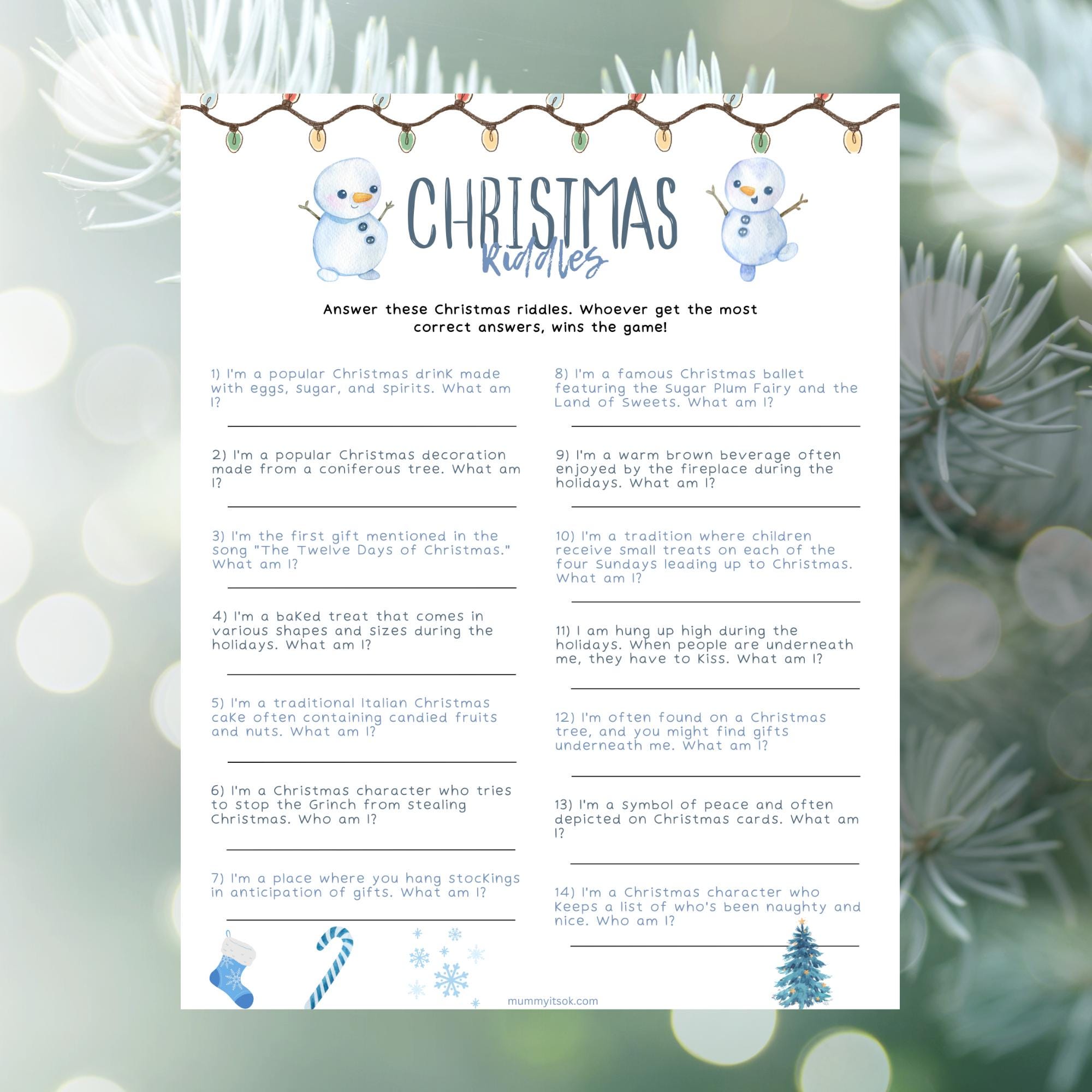 Christmas Riddles Game, Christmas Party Games, Festive Season ...