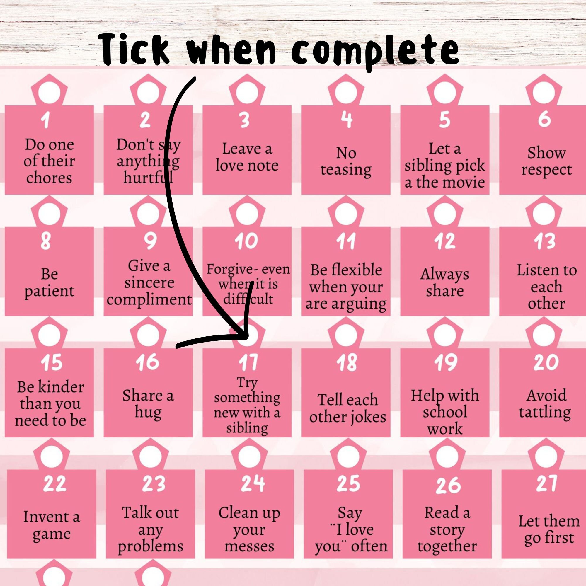 30 Day Sibling Challenge, Printable Challenge, Sibling Challenge, 30 ...