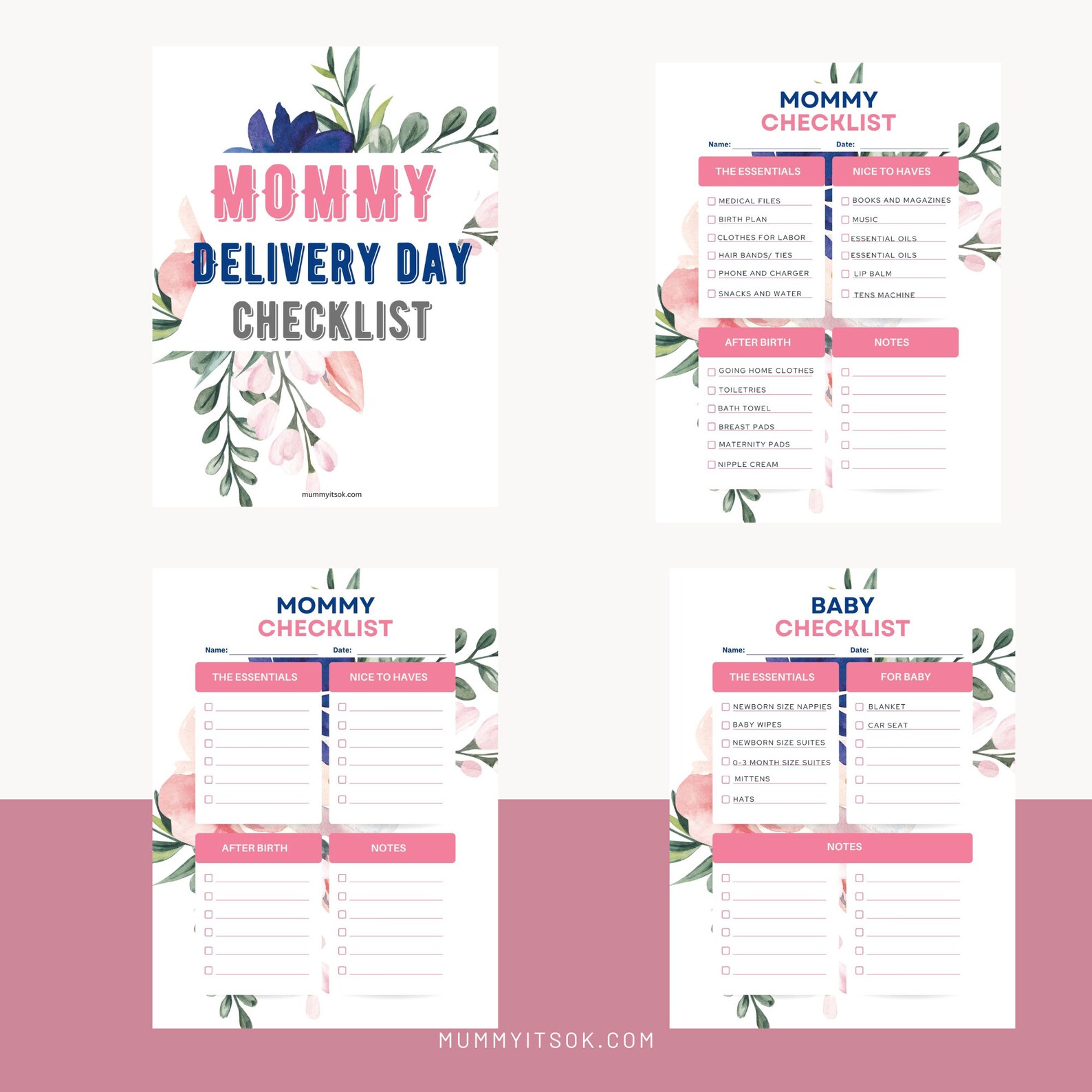 Printable Hospital Bag Checklist for Mom| Maternity Bag Checklist ...