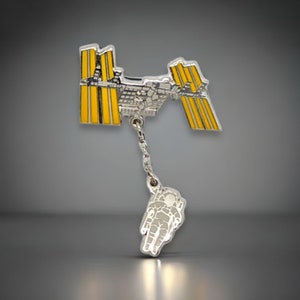ISS Enamel Pin: International Space Station With Astronaut Charm - Etsy
