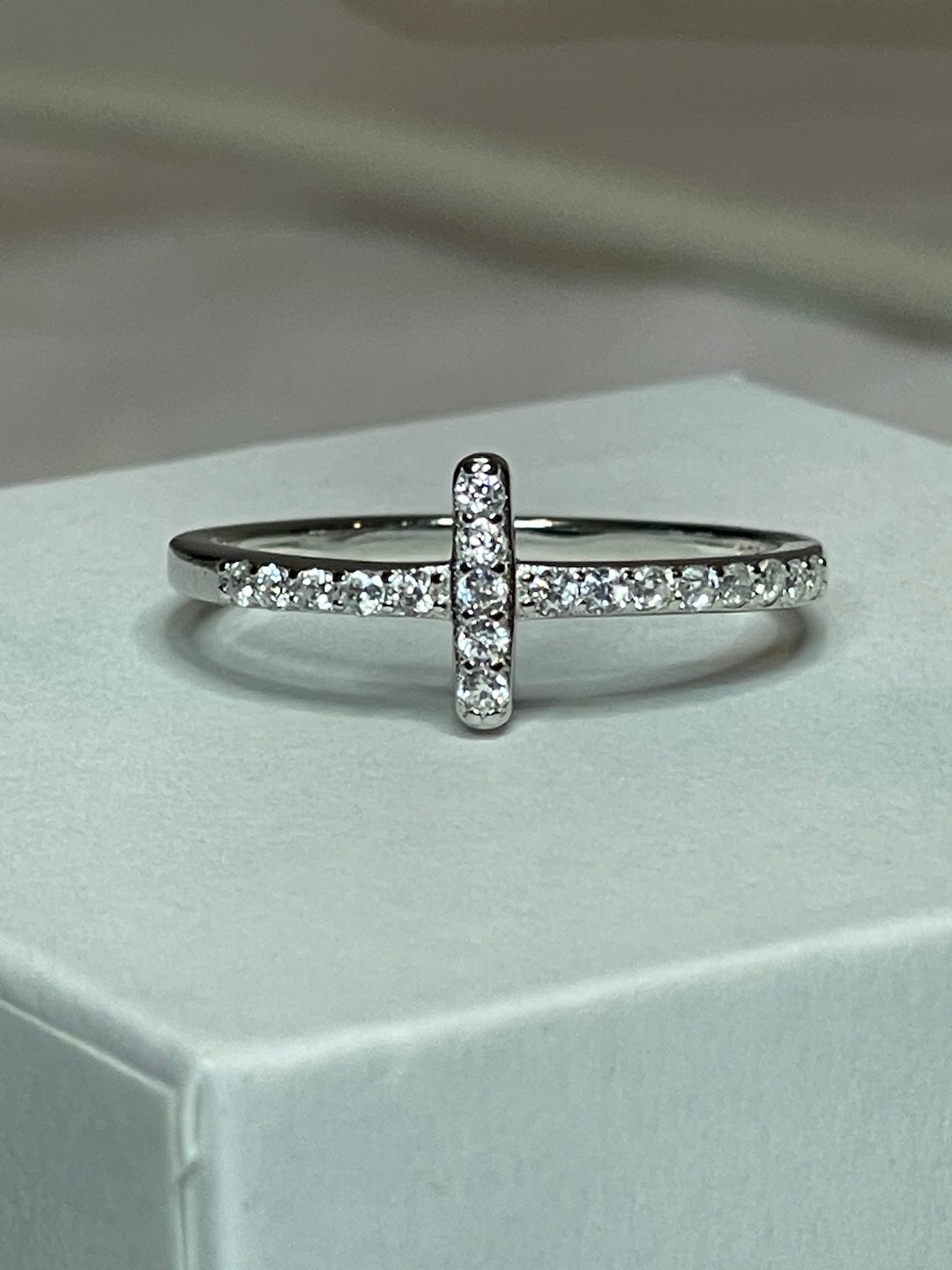 Sideways Cross Ring Silver Cross Ring, Cross Rings, Simple Cross Ring ...