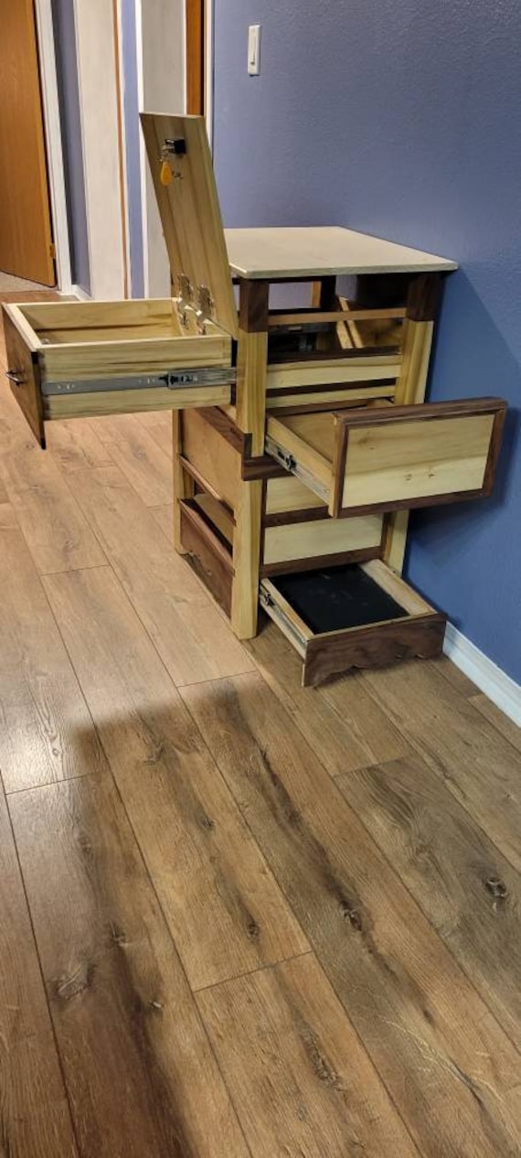 Nightstand/end Table. Hidden Drawers and Locking Compartments | Etsy