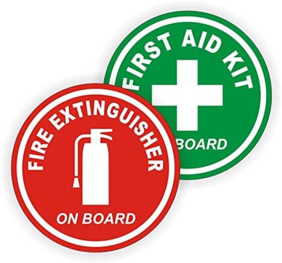3 Fire Extinguisher / First Aid Kit on Board Round Vinyl - Etsy