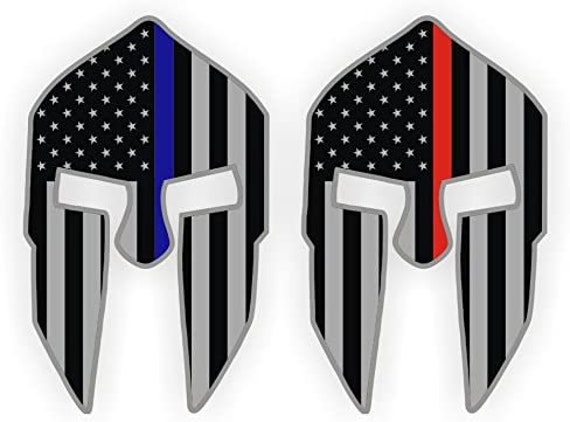 X2 Spartan Helmet Decals Stickers Police Blue Line & | Etsy